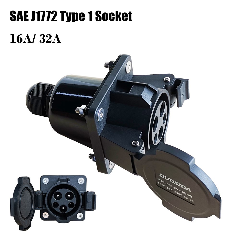 Duosida EVSE 16A 32A Type 1 J1772 Socket Outlet Inlet Electric Car ...