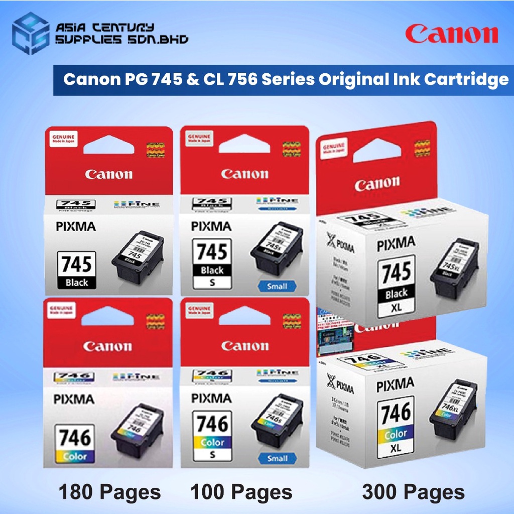 Canon PG-745 (8ML) & CL-746 (9ML) & PG-745S (5.6ML) & PG-745XL Ink ...