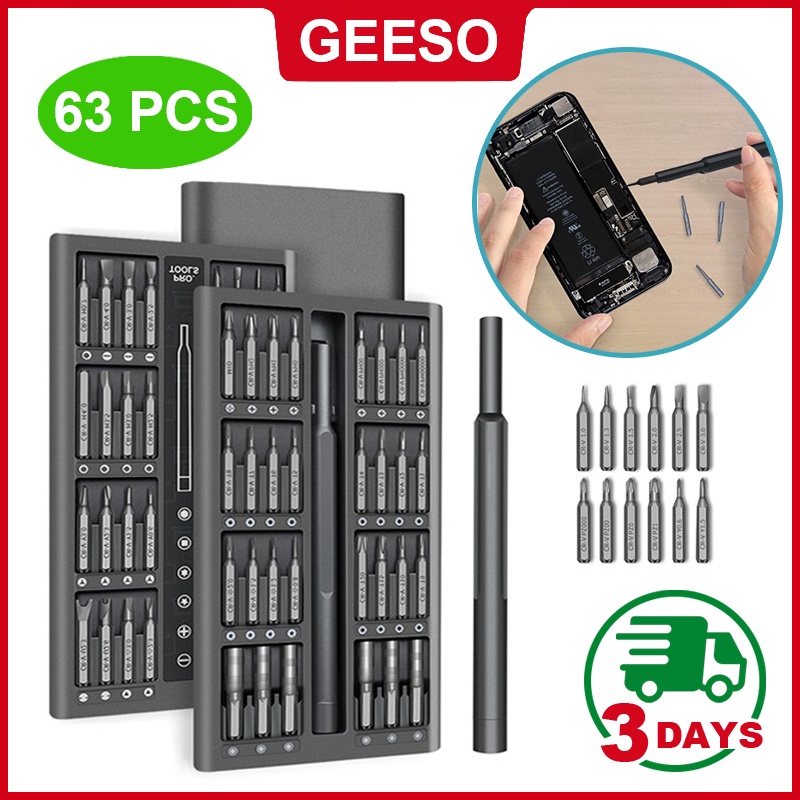 GEESO 63PCS Screwdriver Set Precision Mini Screwdriver Bit Set Magnetic Screw Driver Set Rapair ...