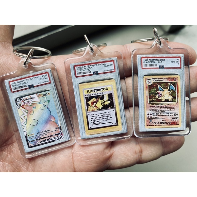 POKEMON TRADING CARD GAME PSA GRADED FANMADE KEYCHAIN | Shopee Malaysia