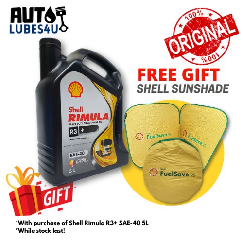 Shell Rimula R3+ SAE-40 5L Diesel Engine Oil (FOC Sunshade) - Shell ...