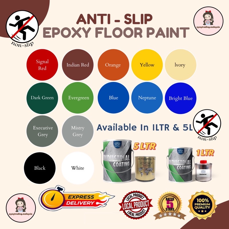 [MATTE & GLOSS] 1L//5L ANTI - SLIP EPOXY FLOOR PAINT [HEAVY DUTY ...