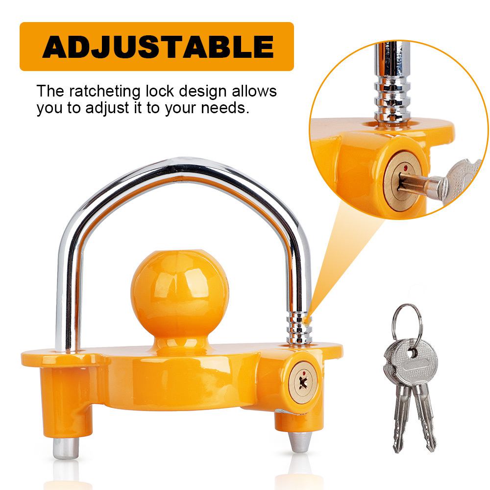 Yellow Universal Aluminum Heavy Duty Car Hitch Lock U-Bolt Anti-Theft ...