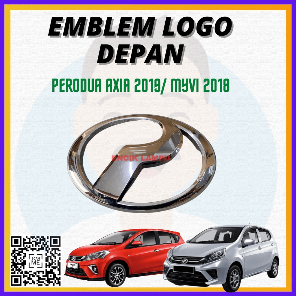 ORIGINAL PERODUA AXIA MYVI EMBLEM CHROME LOGO ORNAMENT FRONT DEPAN 100% ...