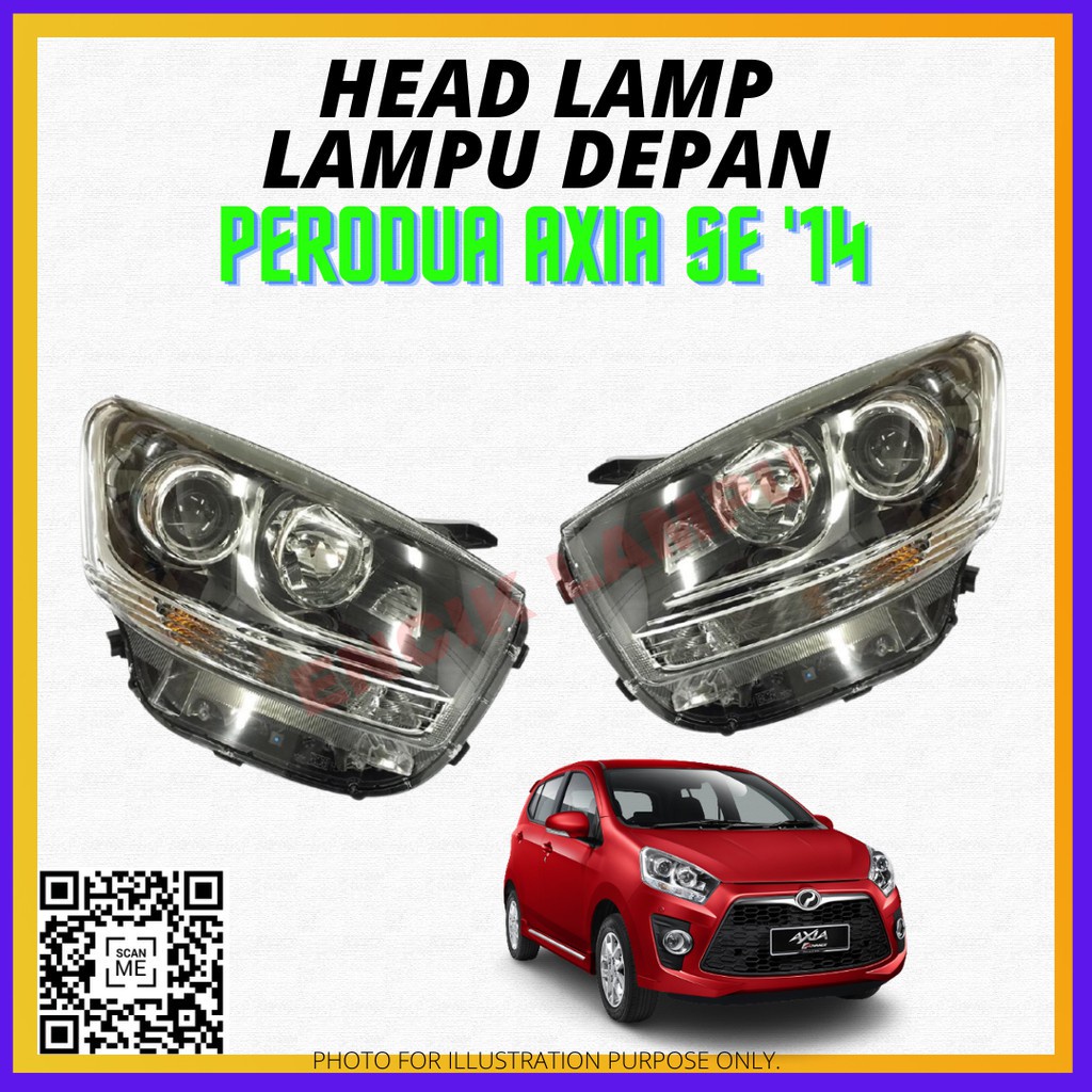 PERODUA AXIA 2014 SE 2017 G SPEC ONLY HEAD LAMP LAMPU BESAR DEPAN 100% ...
