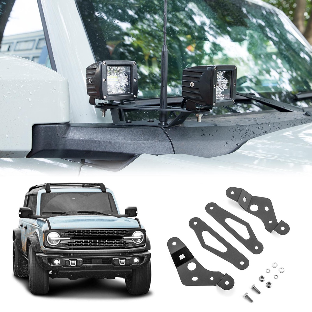 Pair A-pillar Dual LED Spotlight Light Brackets For 2023-2022 2021 Ford ...