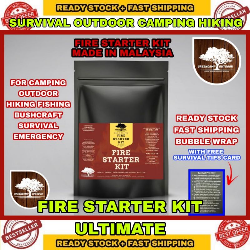 𝗢𝗨𝗧𝗗𝗢𝗢𝗥 𝗙𝗜𝗥𝗘 𝗦𝗧𝗔𝗥𝗧𝗘𝗥 𝗞𝗜𝗧 40pcs CAMPING HIKING TRAVEL KIT SURVIVAL KIT ...