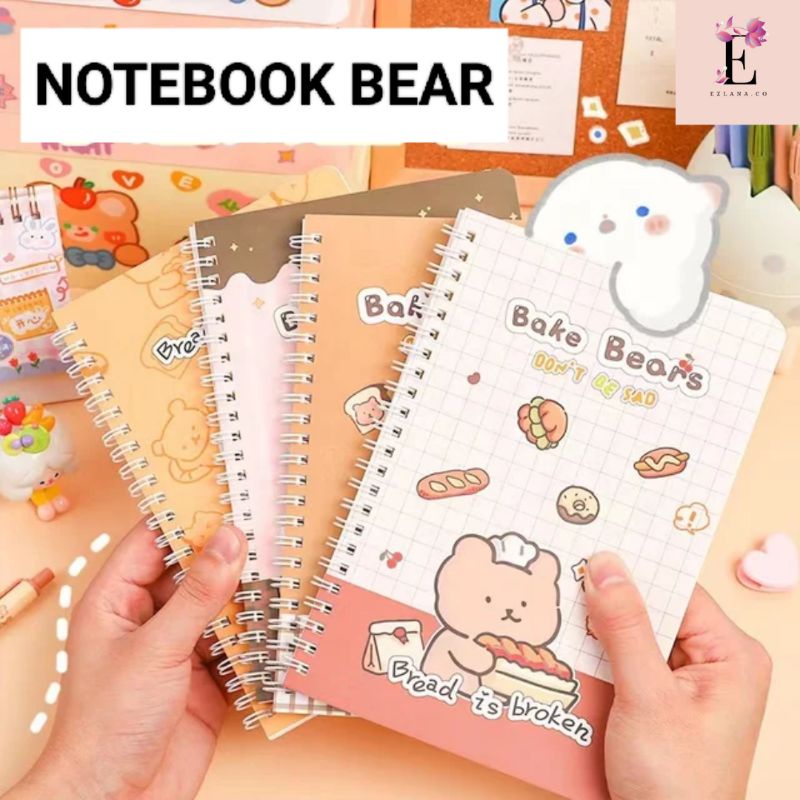 Notebook Bear Kawaii Cute Aesthetic Design | Student Korean Jurnal A5 ...