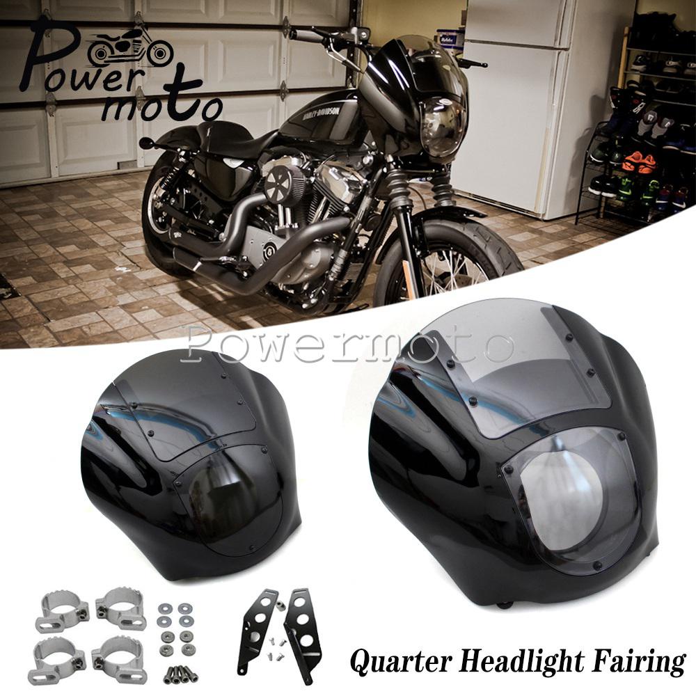 Detachable Quarter Headlight Fairing Windscreen W/ Bracket Kit For ...