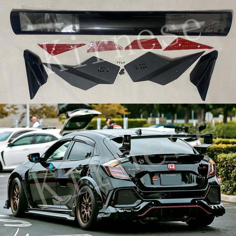 MUG GT SPOILER FOR CIVIC HATCHBACK SPORTY FK7 FK8 TYPE R MUGEN STYL ABS LUSTER BLACK TRUNK WING ...