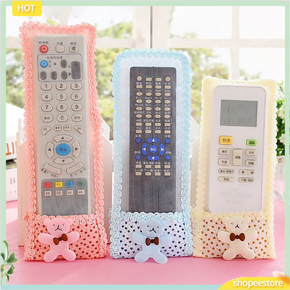 (shopeestore) Cute Lace Bear Dustproof TV Air Conditioner Remote ...