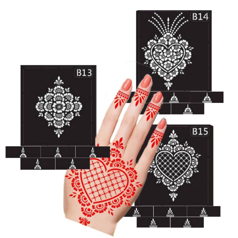 Sticker corak inai/ Henna art stencil FREE 5 sticker jari | Shopee Malaysia