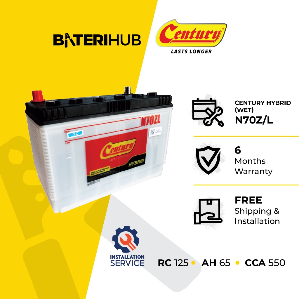 [Installation Provided] N70Z N70ZL Century Hybrid WET | Car Battery ...