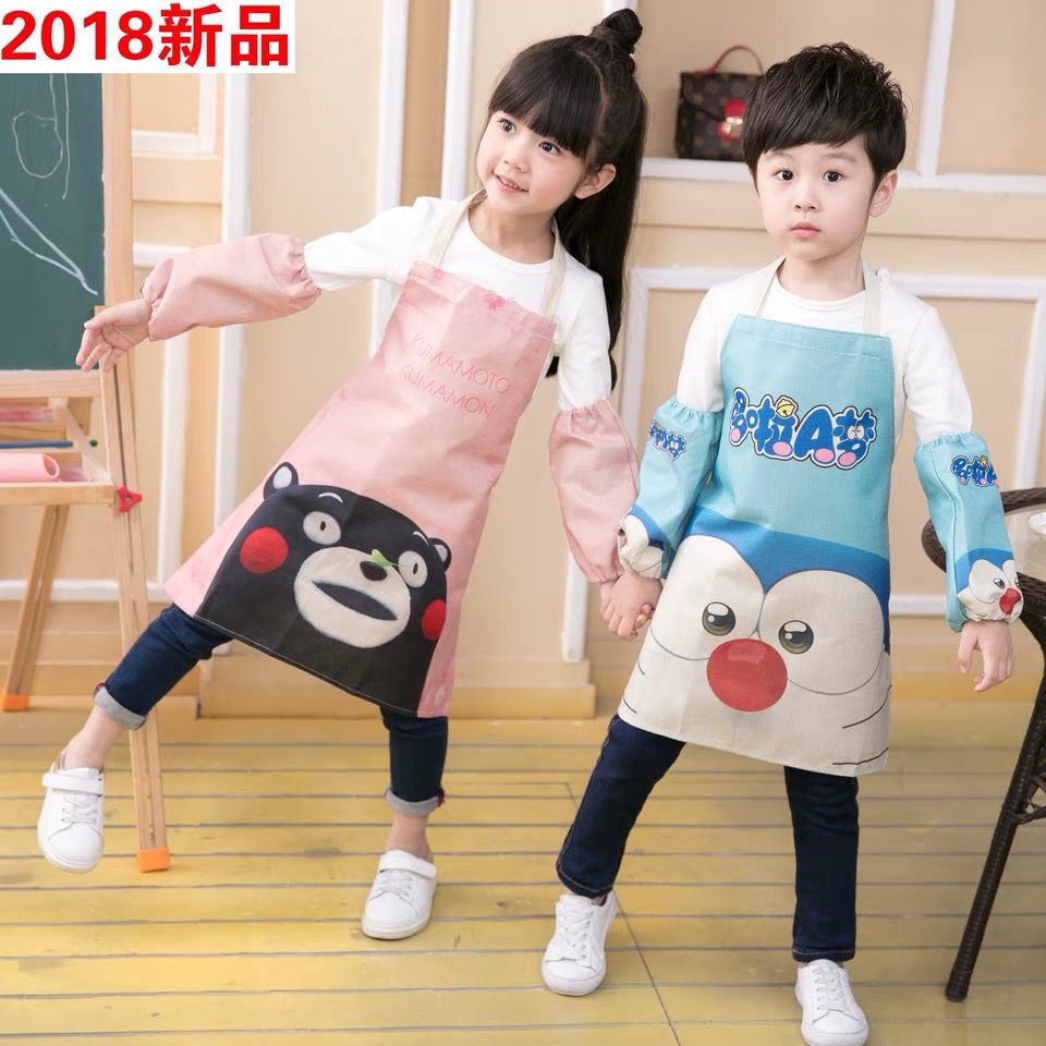 Apron lukisan kapas dan linen penuh warna kanak-kanak bayi comel versi ...