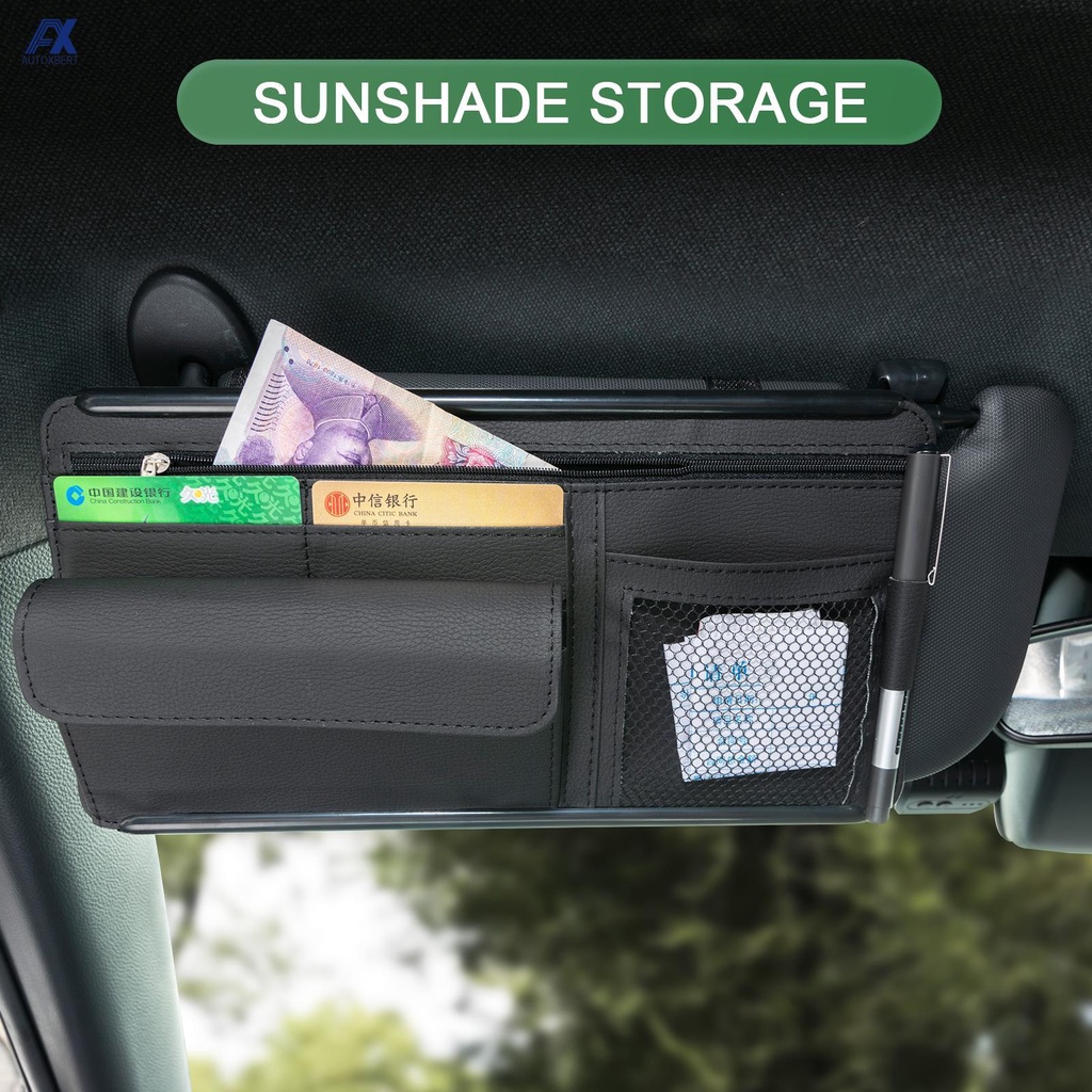 Car Sun Visor Glasses Storage Bag Interior Auto Sunshade Plate ...