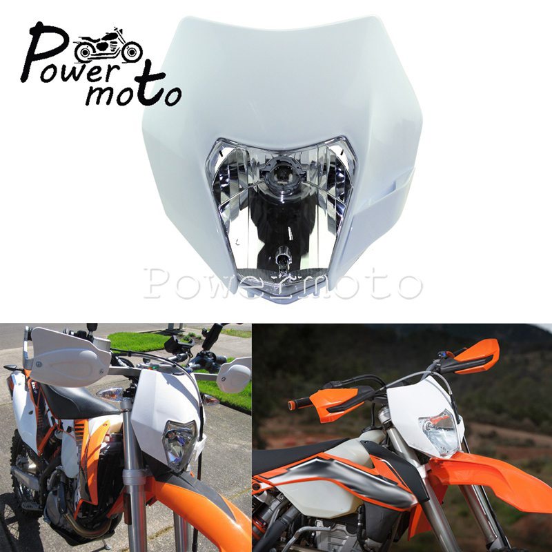 White Supermoto Headlight Headlamp Dual Sport Dirt Bike Off Road ...
