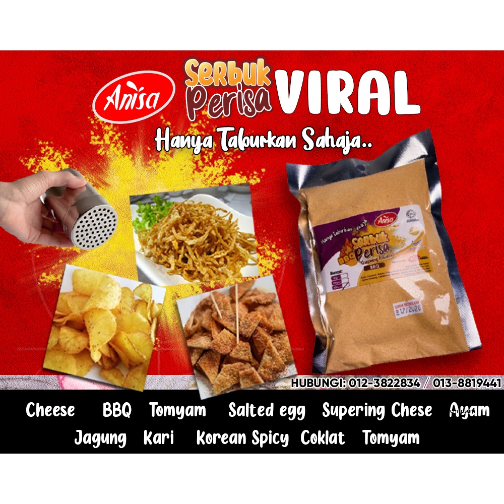 SERBUK PERISA VIRAL / SEASONINGS POWDER 100G (BBQ, HOT SPICY, CHEESE ...