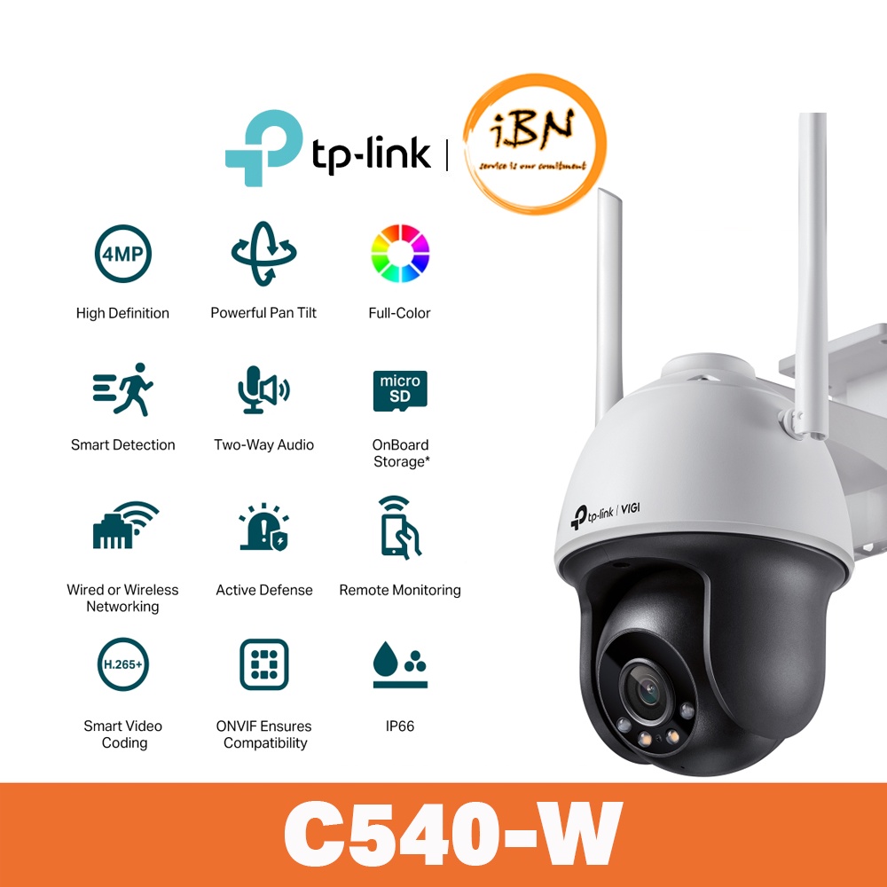 TP-Link 4MP Outdoor VIGI C540 Full-Color Wi-Fi Pan Tilt High Definition Bullet Network Camera ...