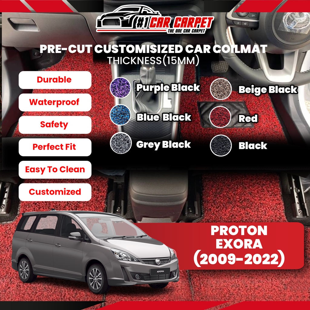 Proton Exora ( 2009 - 2023 ) Premium Coil Mat Side Leather Wrap Durable ...