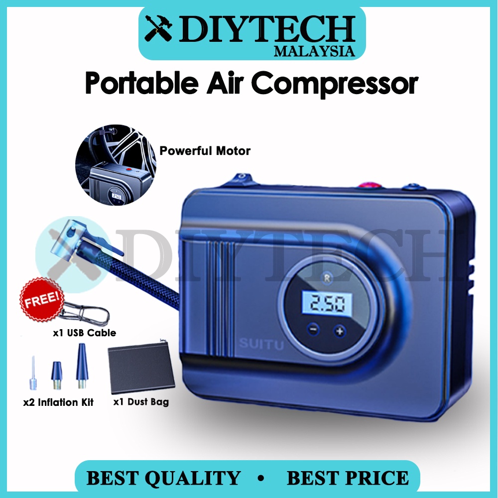 DIYTECH Electric Air Pump Tyre Car Inflator Portable Pump Tayar Kereta ...