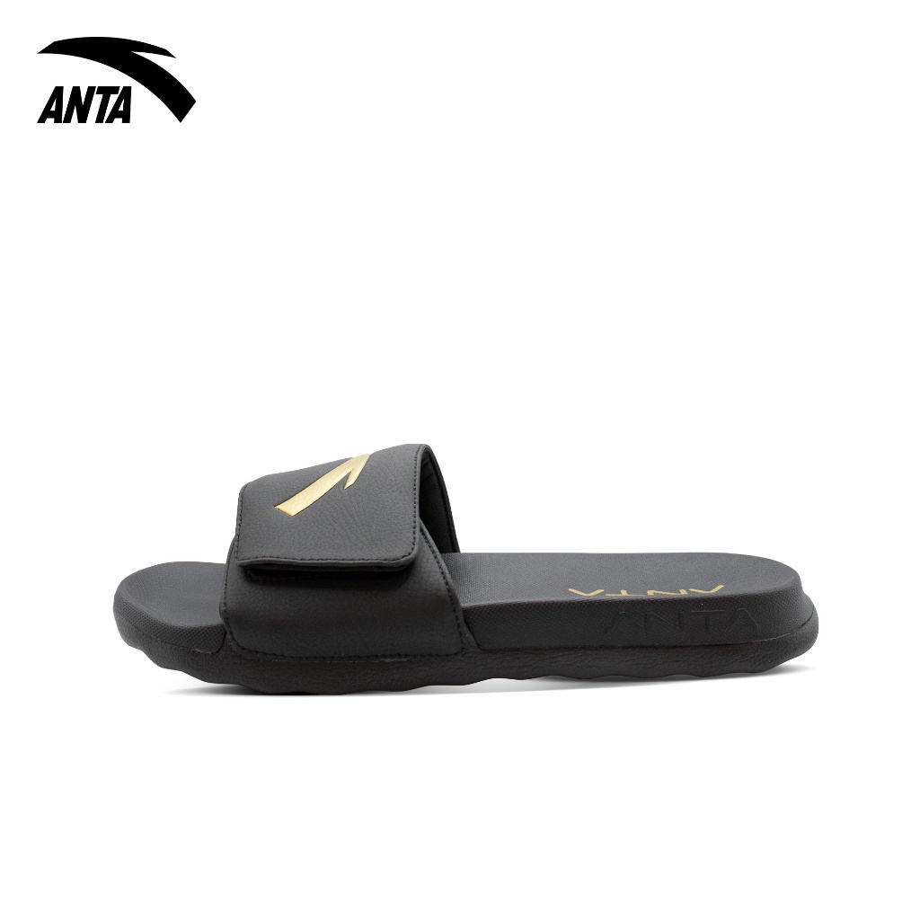 ANTA Women Beach Slipper-Black/Black/Gold (Kasut Selipar) | Shopee Malaysia