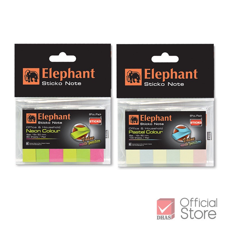 Elephant Sticky Note Page Mark Paper Index Neon/Pastel Set | Shopee ...