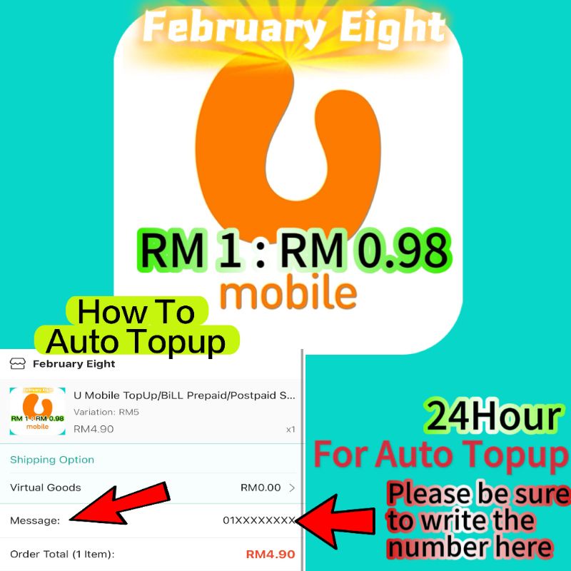 U Mobile TopUp/BiLL Prepaid/Postpaid Service | Shopee Malaysia