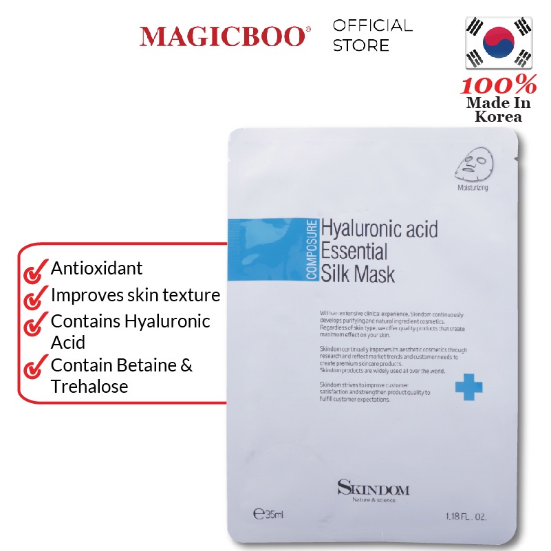 Magicboo Skindom Hyaluronic Acid Essential Silk Mask (35ml) | Shopee ...
