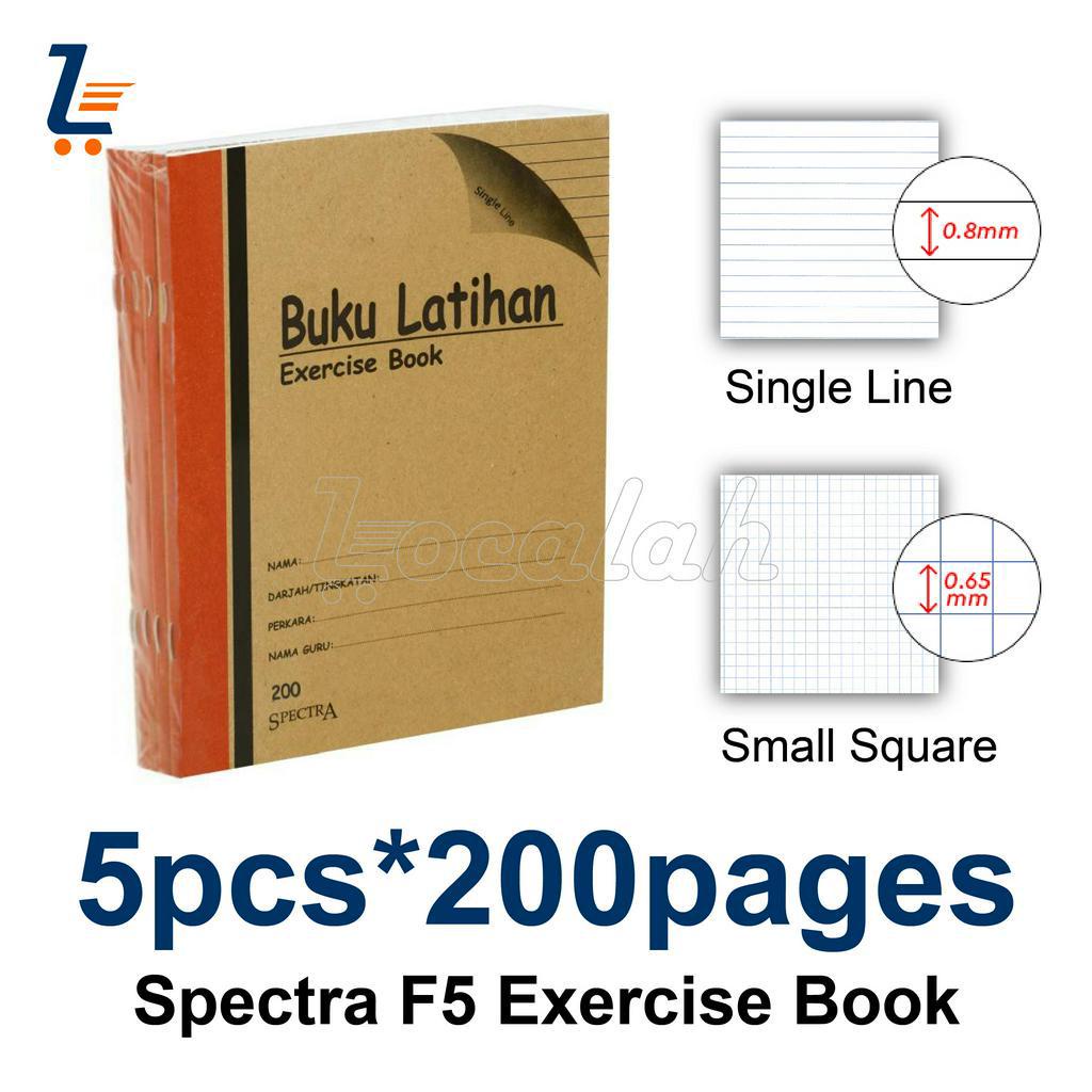 5 books x 200P Single Line Small Square F5 Craft Exercise Book / Buku ...