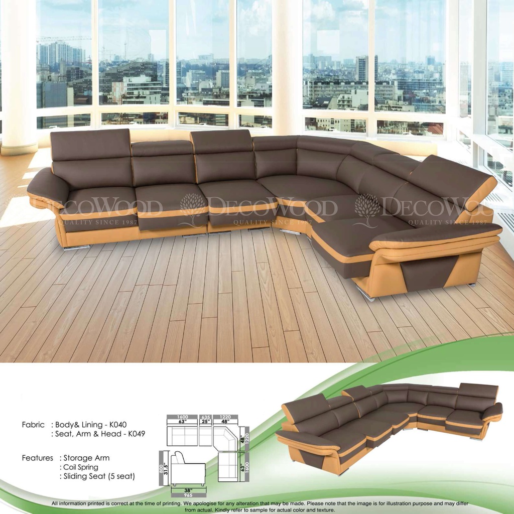 Atlanta L-Shape Fully Leather Sofa Lounge Chair Living Hall Sofa Chair ...