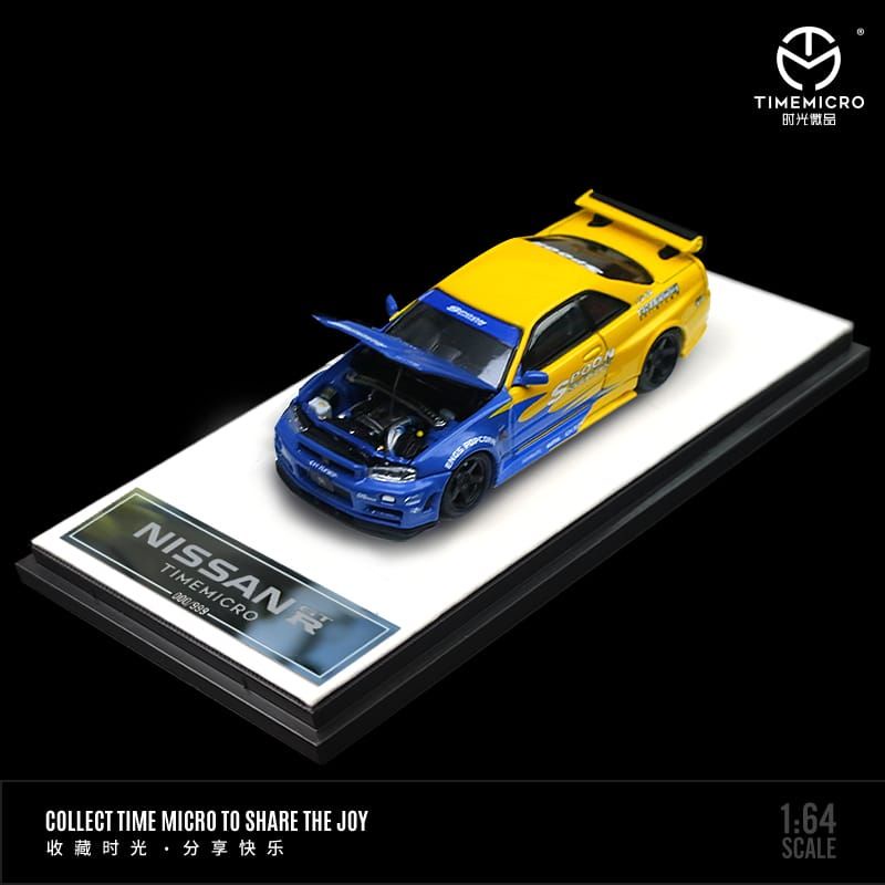 1/64 Time Micro Nissan Skyline R34 Spoon Static Display Scale Car Model ...