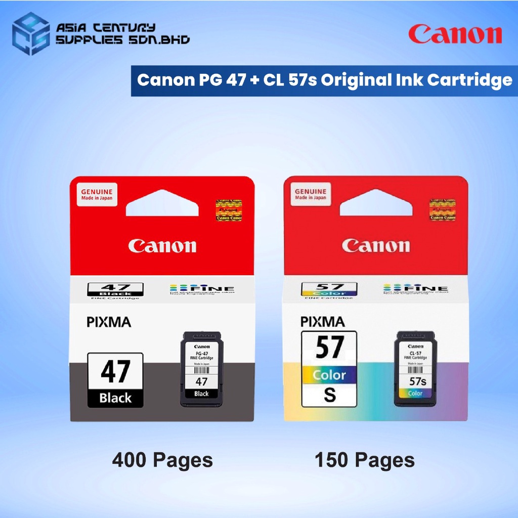 Canon PG-47 (15ML) CL-57 (13ML) CL-57s (8ML) Original Ink Cartridge ...