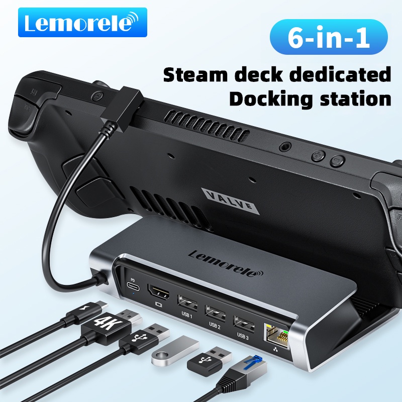 Lemorele X23 6 In 1 USB-C Hub Adapter Steamdeck Dock Station Gigabit ...