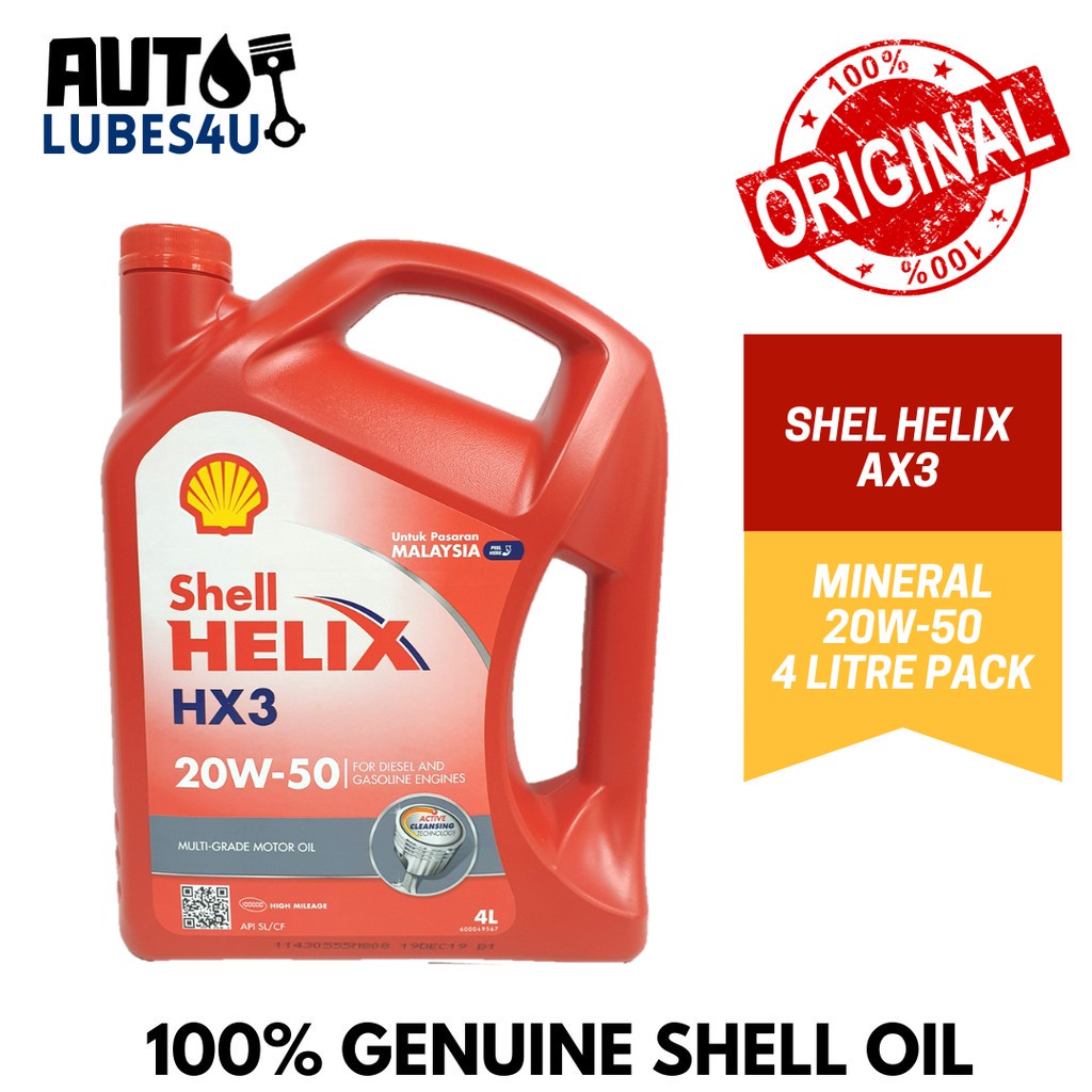 Shell Helix HX3 20W50 4L (FOC Shell Sunshade + FilGard Proton 58281 Oil ...