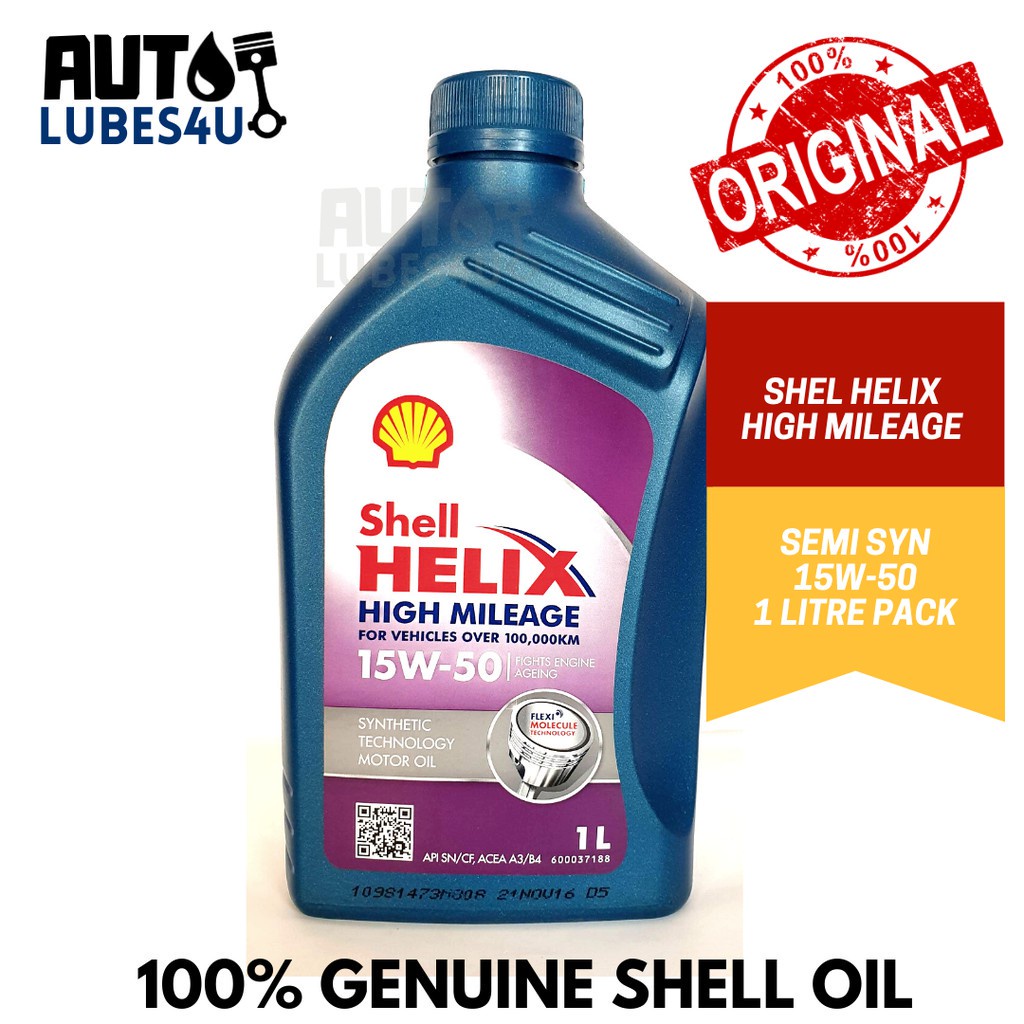 Shell Helix High Mileage 15W50 1L Semi Synthetic - Untuk Pasaran Malaysia | Shopee Malaysia