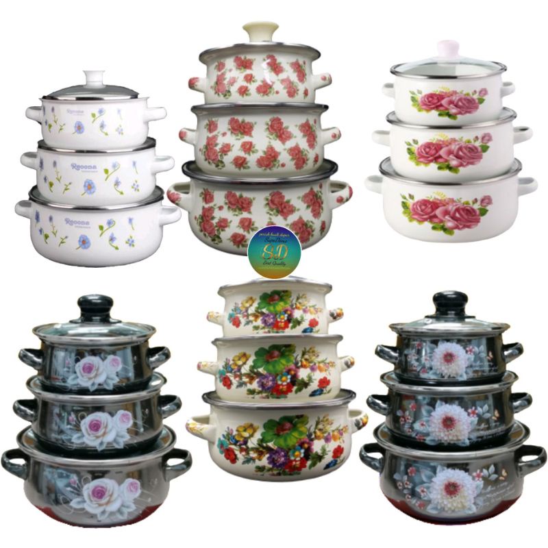SET 3 REOONA ENAMEL / COOKWARE SET PERIUK ENAMEL | Shopee Malaysia