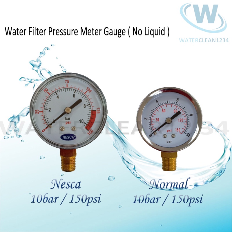 Water Filter Pressure Meter Gauge - Metal (No Liquid) - NESCA / Normal ...