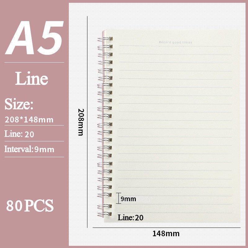 A5 A6 B5 Spiral Book Coil Notebook To-Do Lined Blank Grid Paper Journal Diary Sketchbook For ...