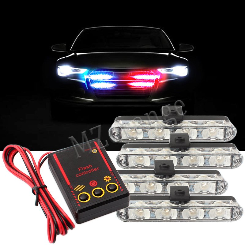 4x4 LED Police Lights Flasher Fso Strobe Lights Auto Flash Police ...