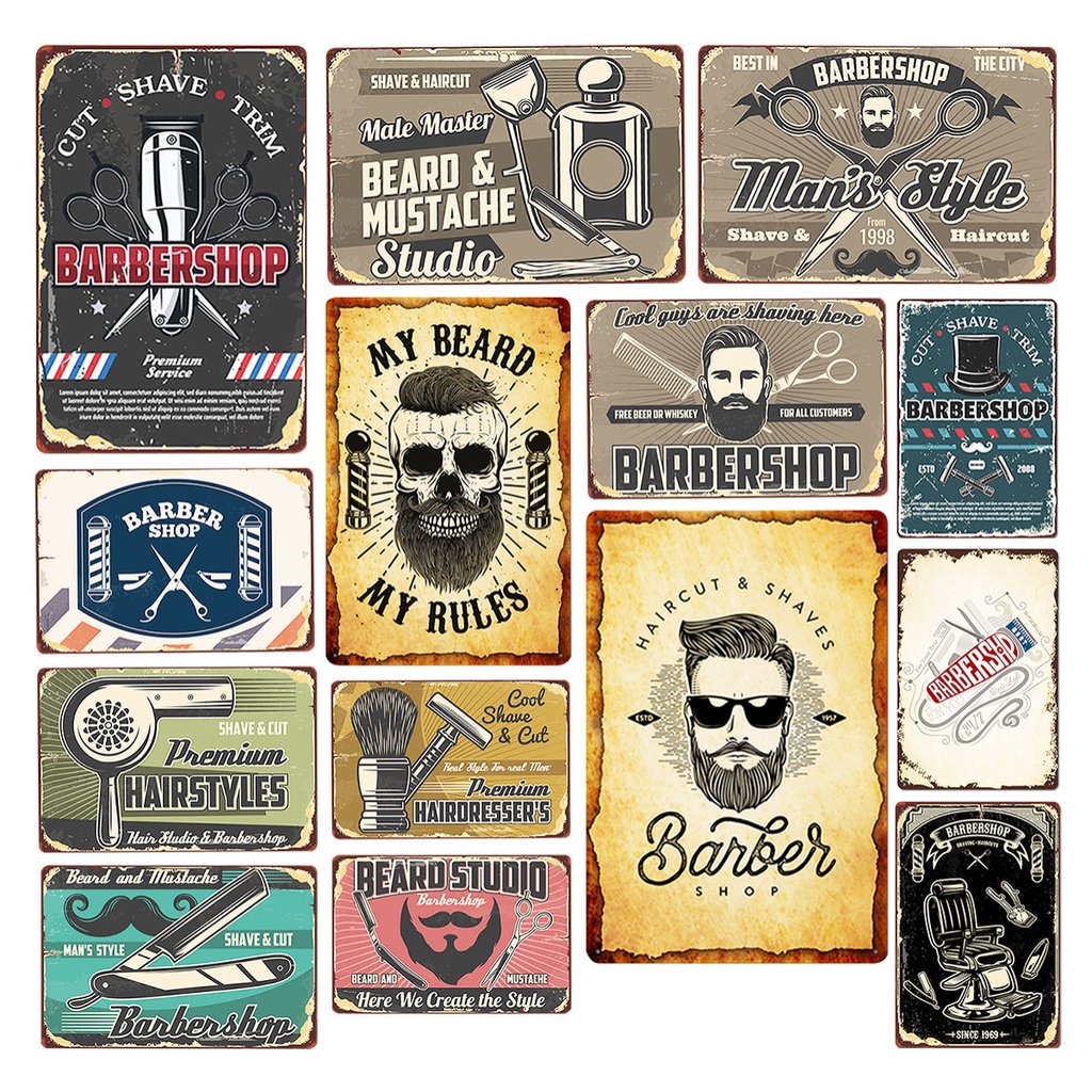 RETRO Barber Wall Decoration #8628 (20CM x 30CM) | Shopee Malaysia