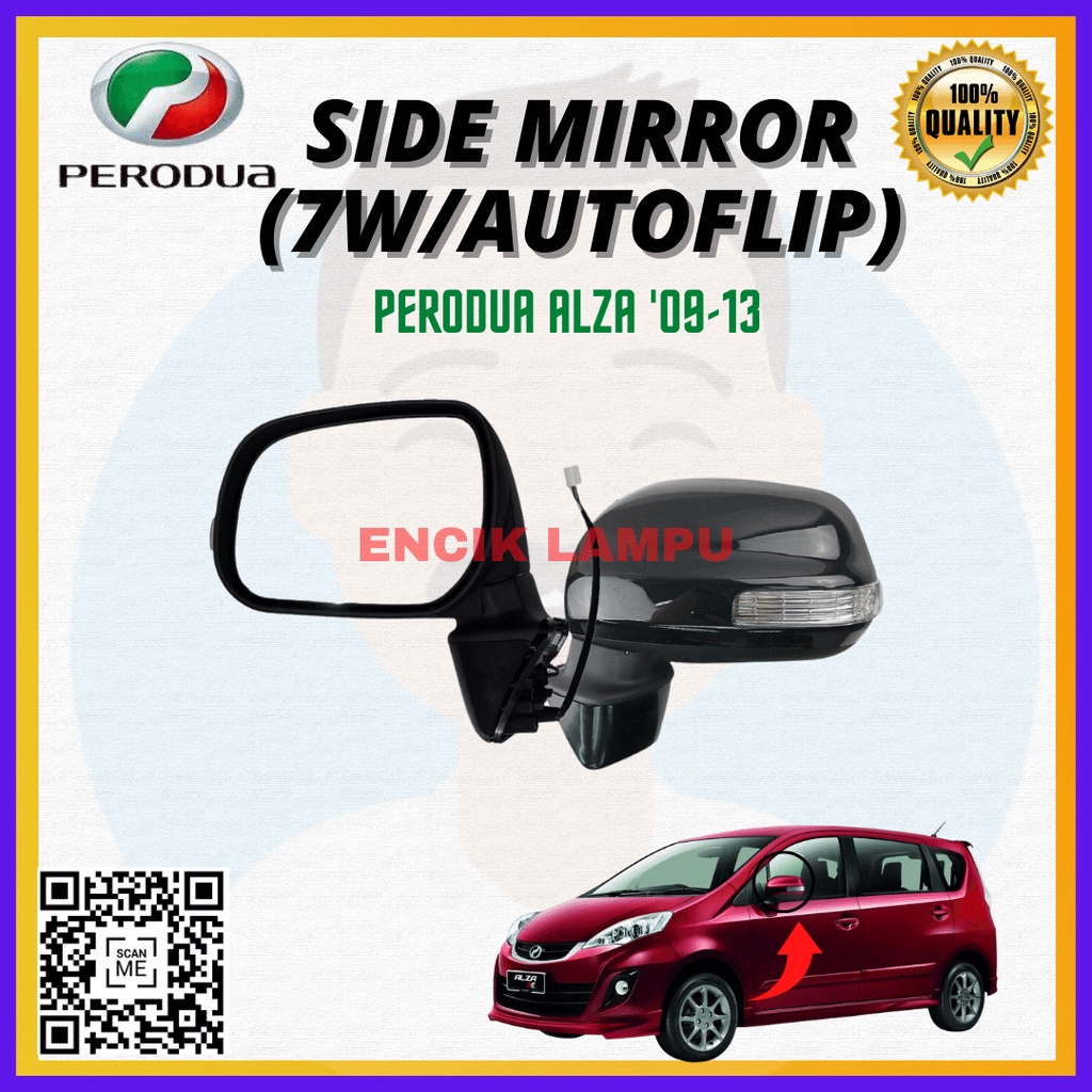 FASTLINK PERODUA ALZA 2009 - 2018 SIDE MIRROR ASSY 7 WIRE AUTOFLIP 100% ...