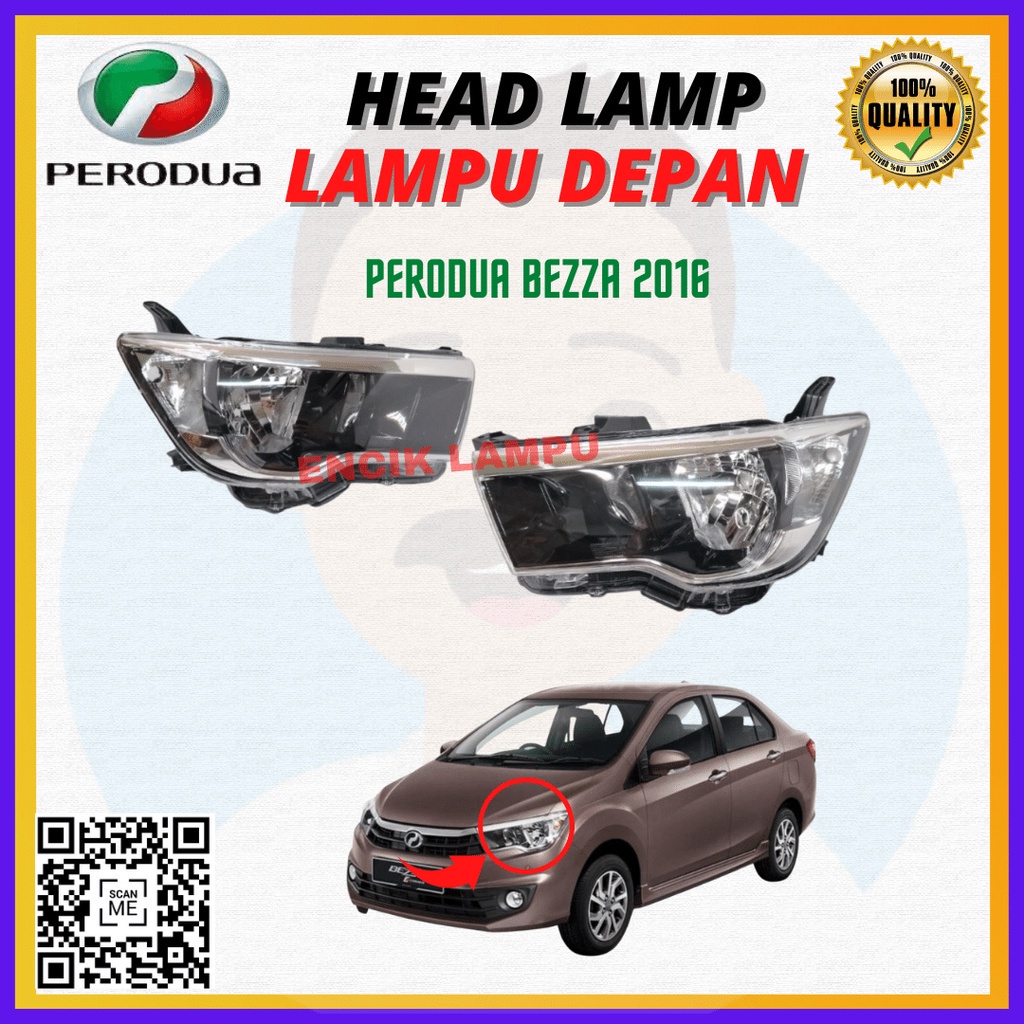 FASTLINK ORIGINAL PERODUA BEZZA 2016 HEAD LAMP LAMPU DEPAN BESAR 100% ...