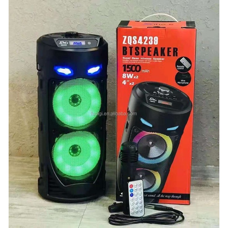 ZQS-4239/ZQS4239 Wireless Portable Bluetooth Speaker With Led Light With Mic[4 inch x 2 speaker ...