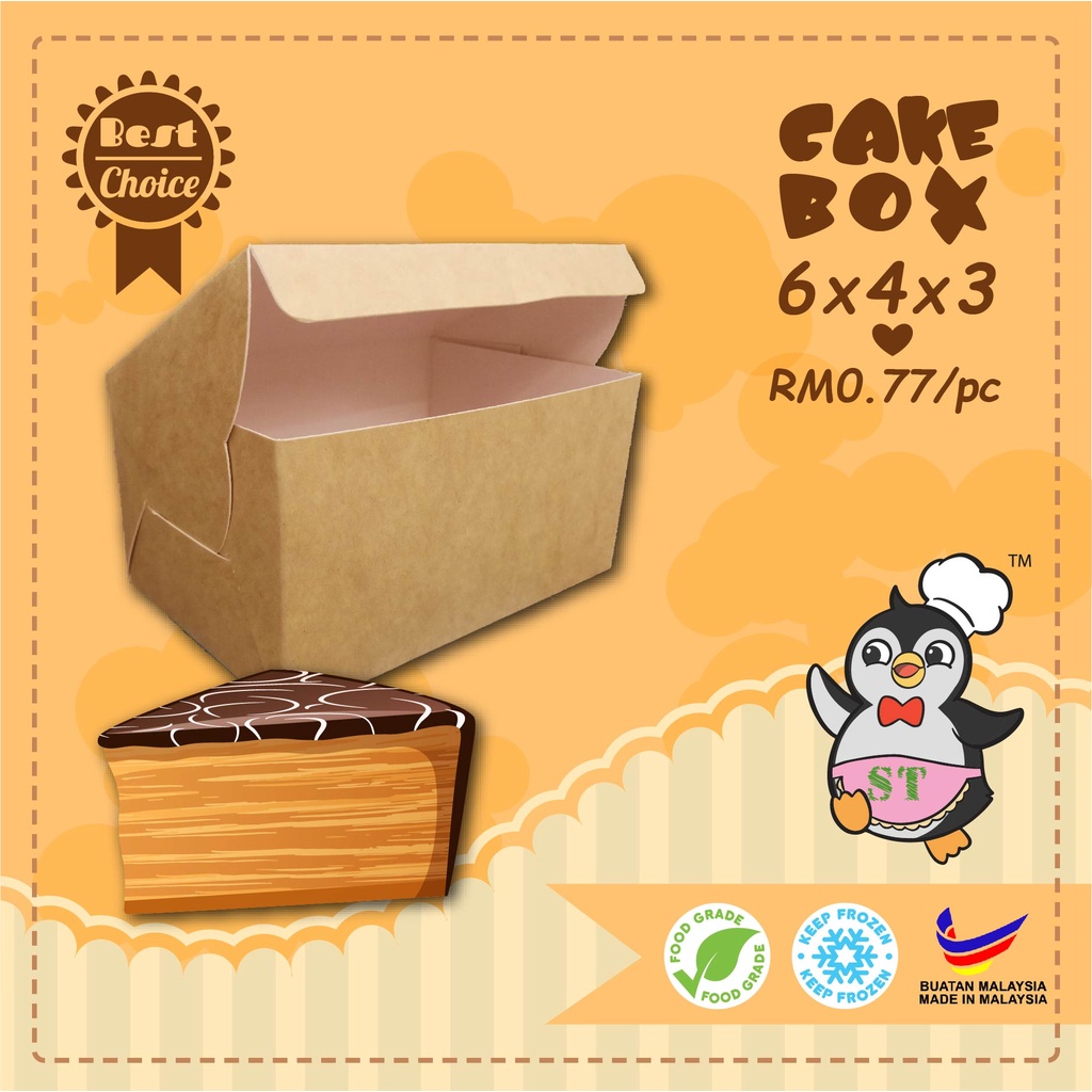 Cake Box 6"x4"x3" @ RM0.77/pc 【100pcs/Order】Dessert Box Slice Cake Box ...