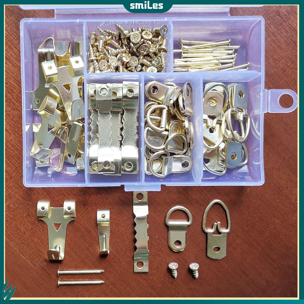 (smiles) 180Pcs/Set Sawtooth Hanger D-Rings Hooks Nail Picture Frame ...