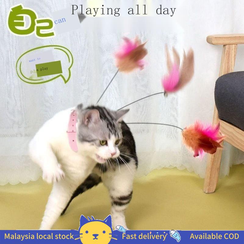 Funny cat toy cat hanging neck teasing cat self hi teasing cat feather ...