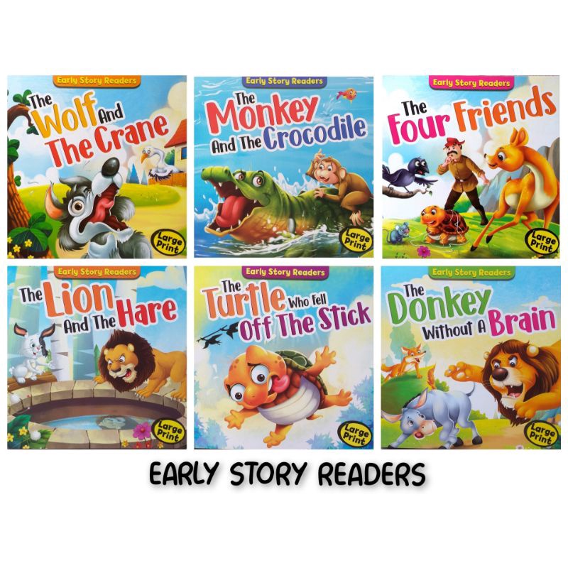 English Early story readers with moral large print book buku bacaan ...