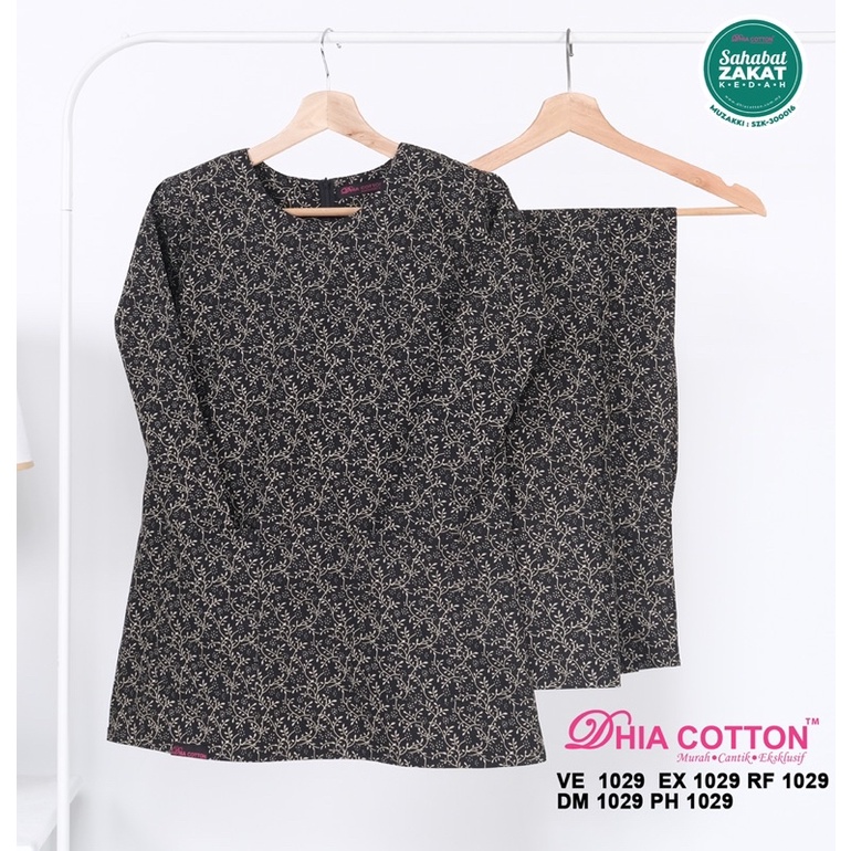 Baju Kurung & Set Sedondon Family Dhia Cotton 1029 (Black) | Shopee ...