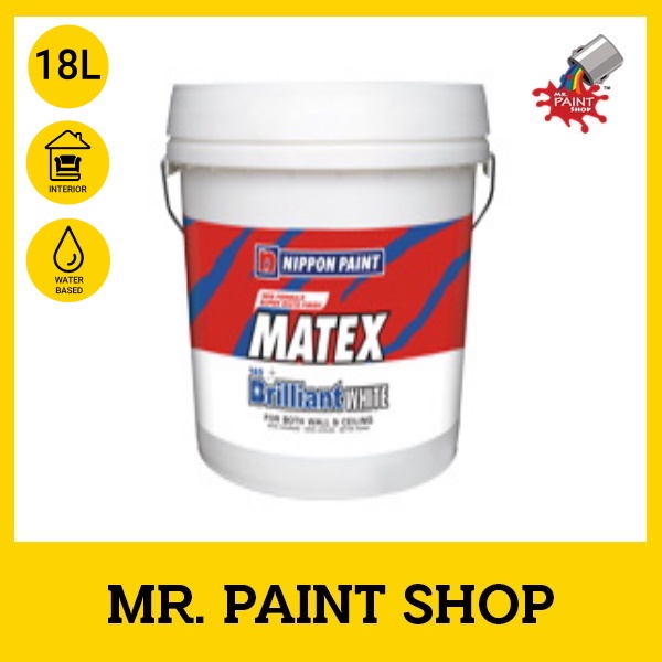18L NIPPON SUPER MATEX EMULSION PAINT - 145 BRILLIANT WHITE | Shopee ...