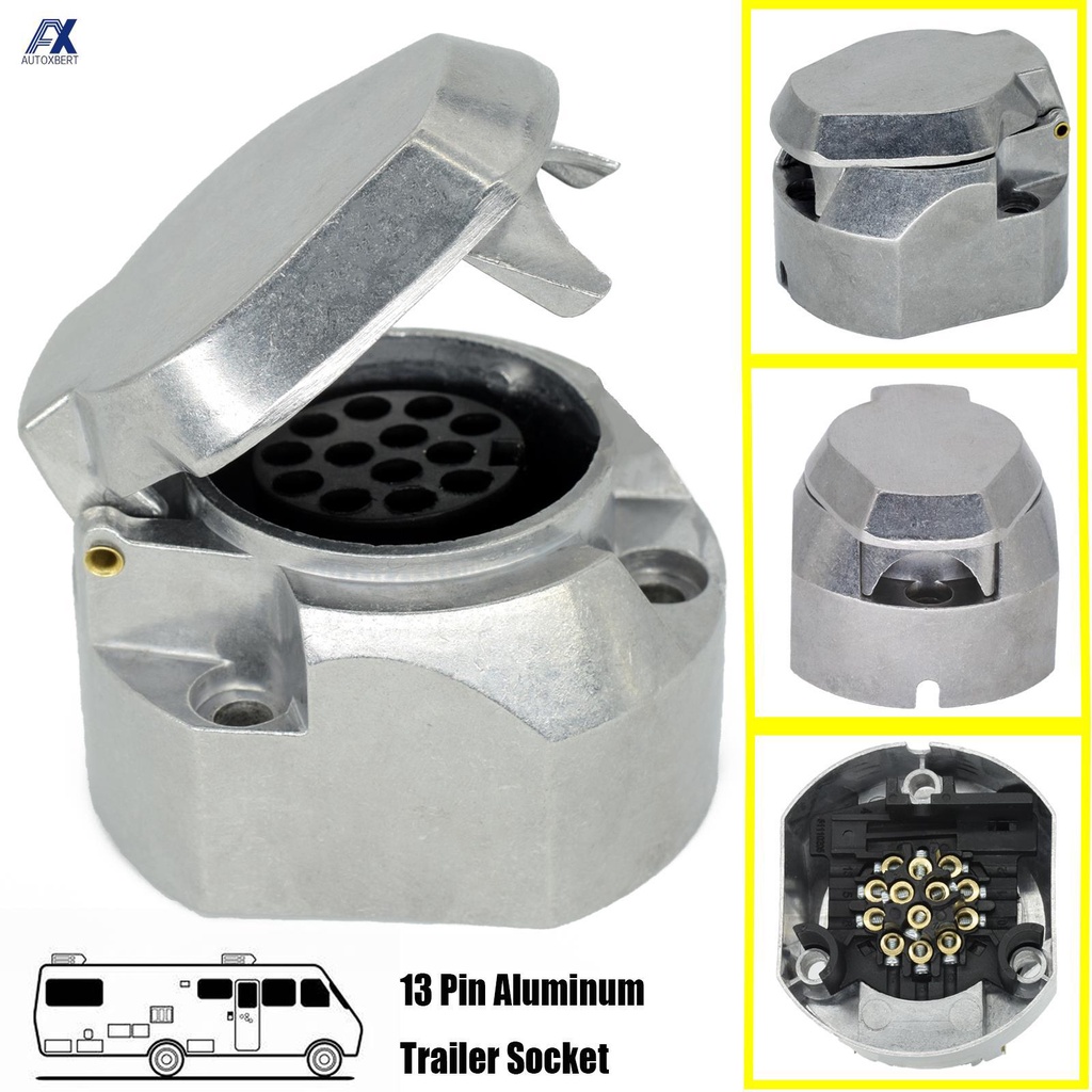 Durable Aluminum Euro RU Trailer Socket 13 Pin 12V Waterproof Metal ...